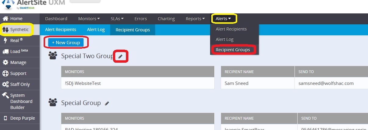 Creating and Managing Recipient Groups / Notifier Groups at AlertSite