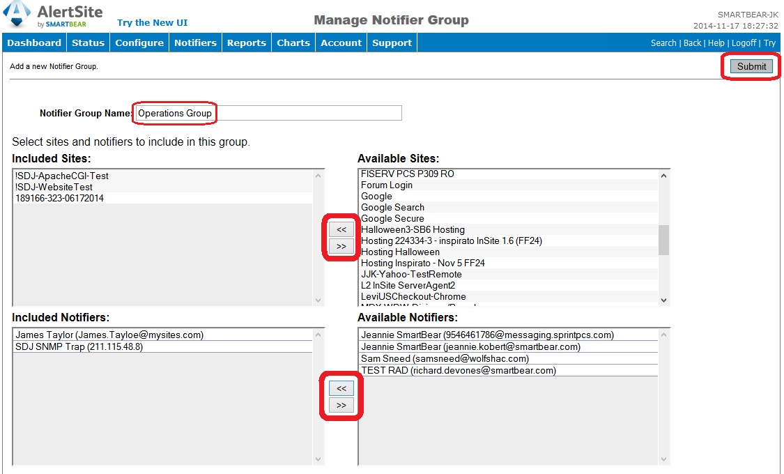 Creating and Managing Recipient Groups / Notifier Groups at AlertSite