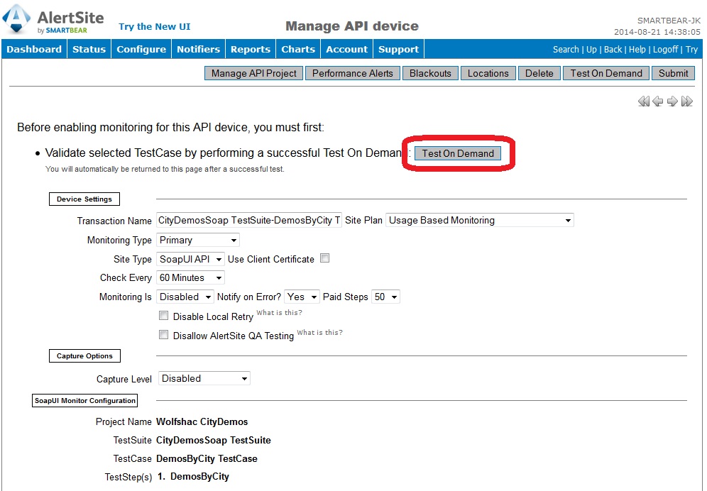 How to Create an API Monitor in AlertSite from a SoapUI Project